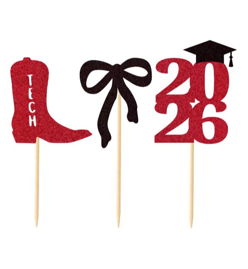 Texas Tech Cupcake Toppers, Boots and Bows Cupcake Toppers, Boots and ...