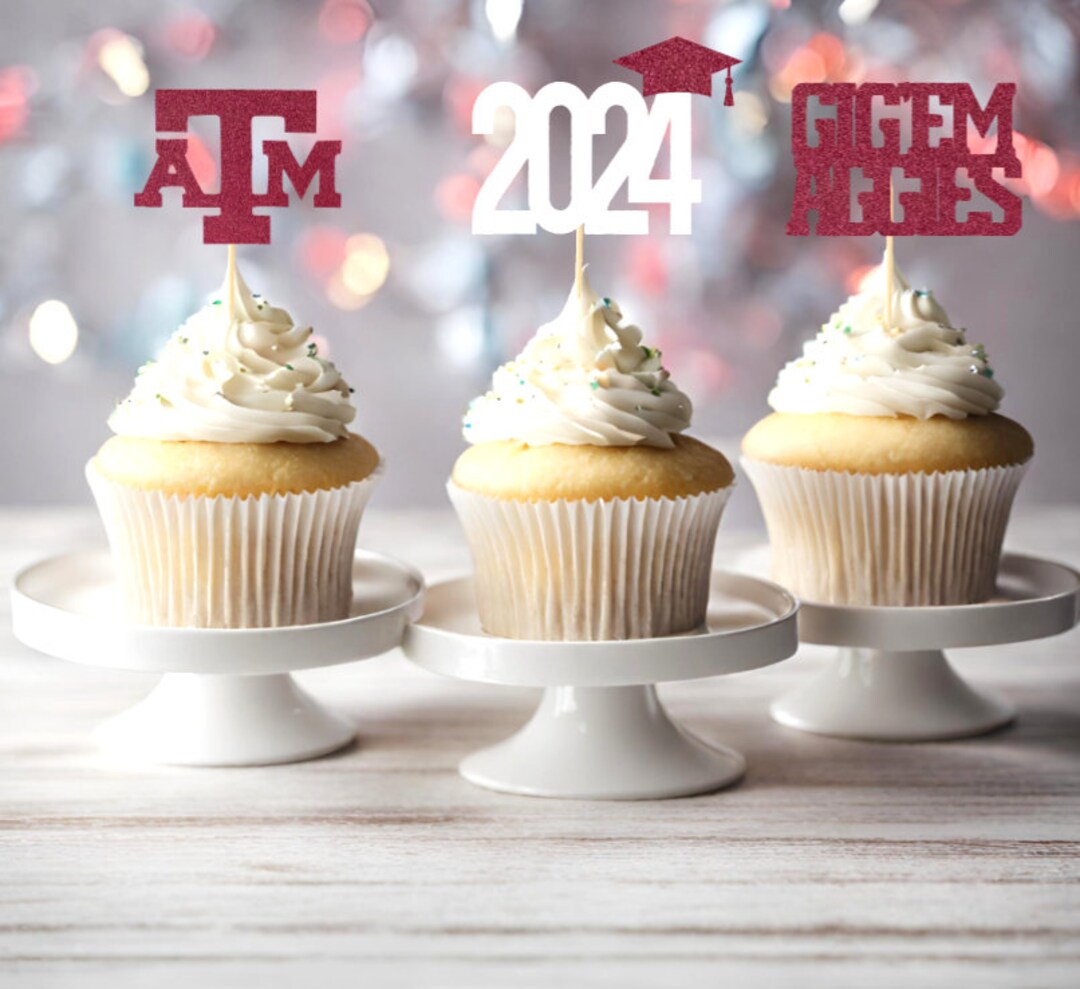 A&M, AM Graduation, Aggies, 2024 Graduation Cupcake Toppers, Cupcake ...