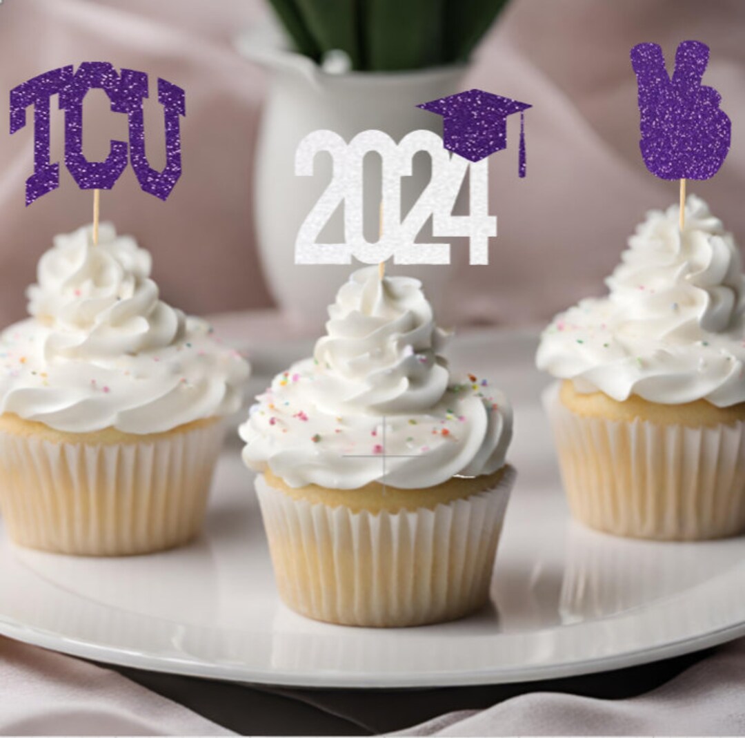 TCU, TCU Graduation, 2024 Graduation Cupcake Toppers, Graduation ...