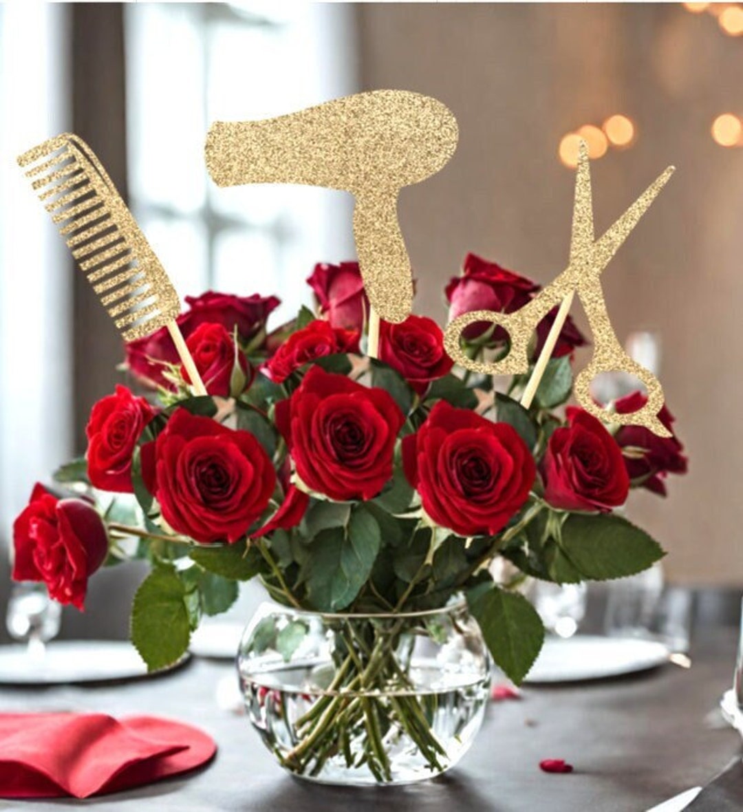Cosmetology Centerpieces, Graduation Party, Blow Dryer, Comb, Scissors ...