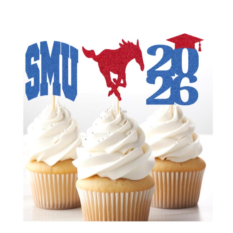 SMU Cupcake Toppers, SMU Graduation, 2026 Graduation Cupcake Toppers ...