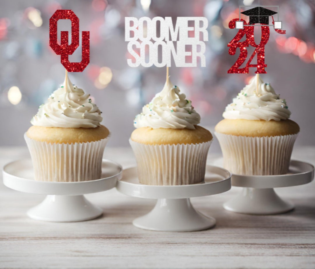 OU, Oklahoma Graduation, 2024 Graduation Cupcake Toppers, Graduation ...