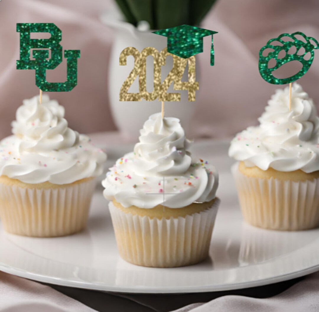 Baylor, Baylor Graduation, BU, 2024 Graduation Cupcake Toppers ...