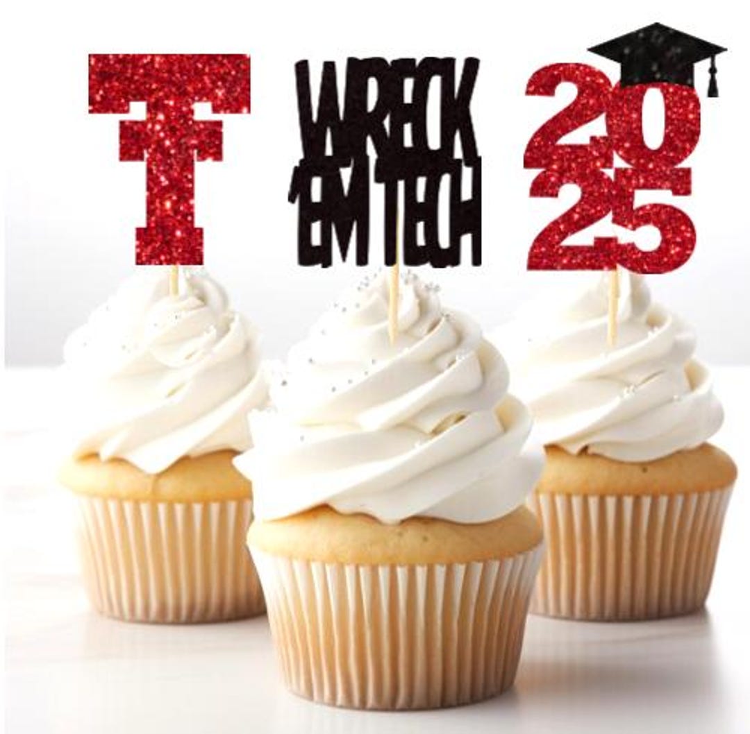 Texas Tech Cupcake Toppers, 2025 Graduation Cupcake Toppers, Graduation ...