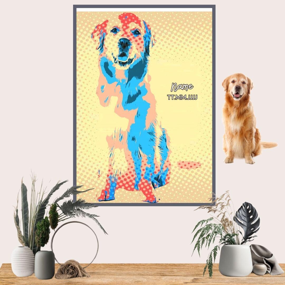 Dog Portrait Custom Pet Memorial Pet Loss Gifts Dog Lover Gift Paw ...