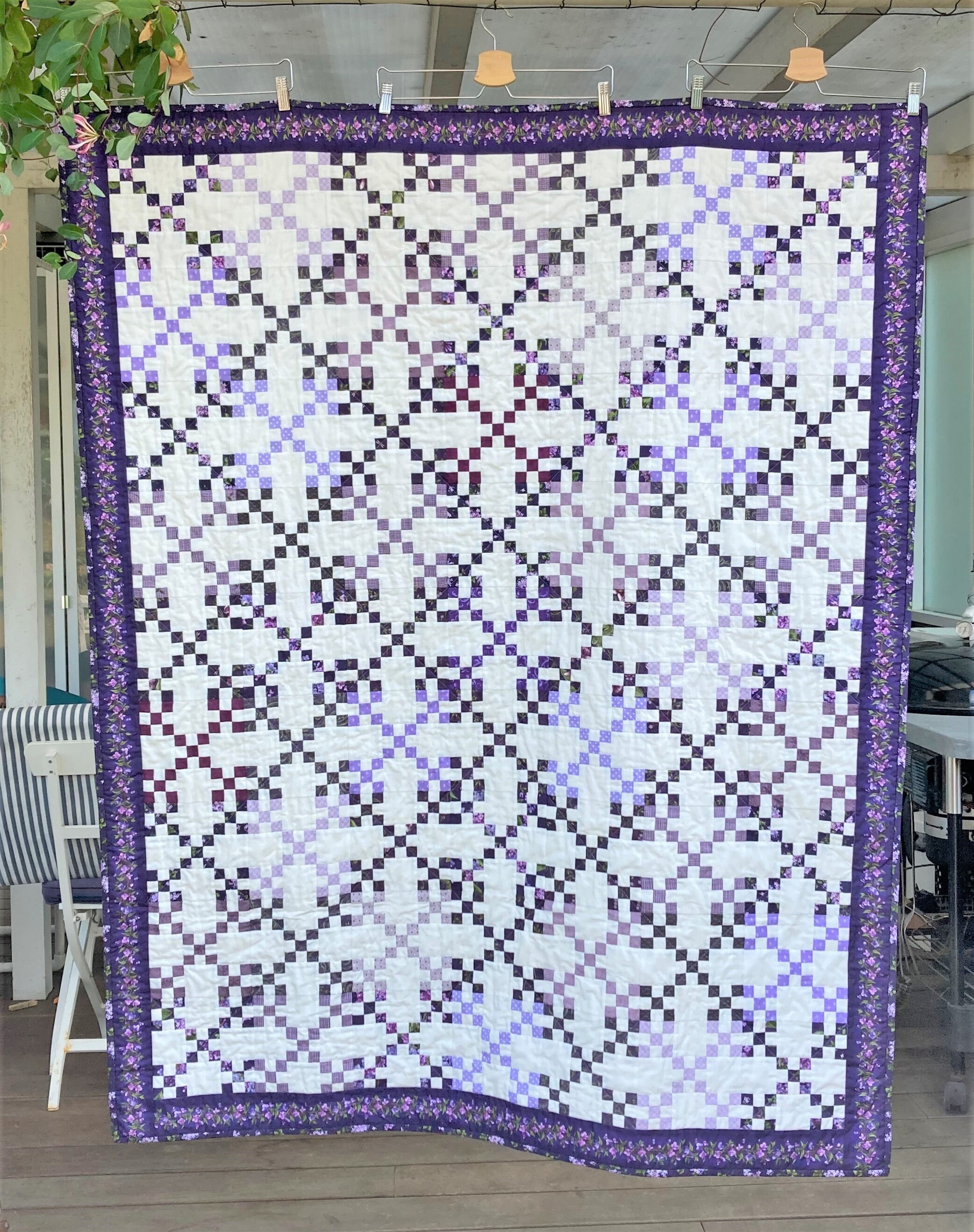 Handmade PURPLE LILACS Quilt With Soft Flannel Backing --- Size 134*171 ...