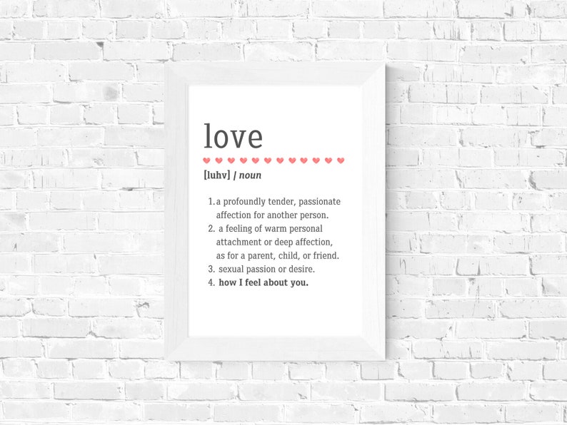 Love Definition | Printable Wall Art | Romantic Art | Home Decor ...