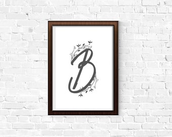 Letter B Lowercase Script | Digital Printable Art | Instant Download ...