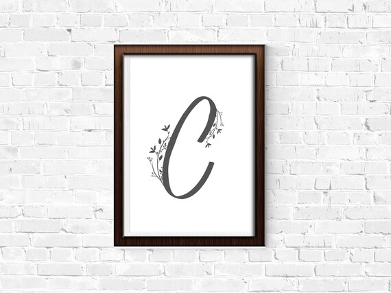 Gray Vine C Initial Printable Letter Printable Wall Art | Etsy