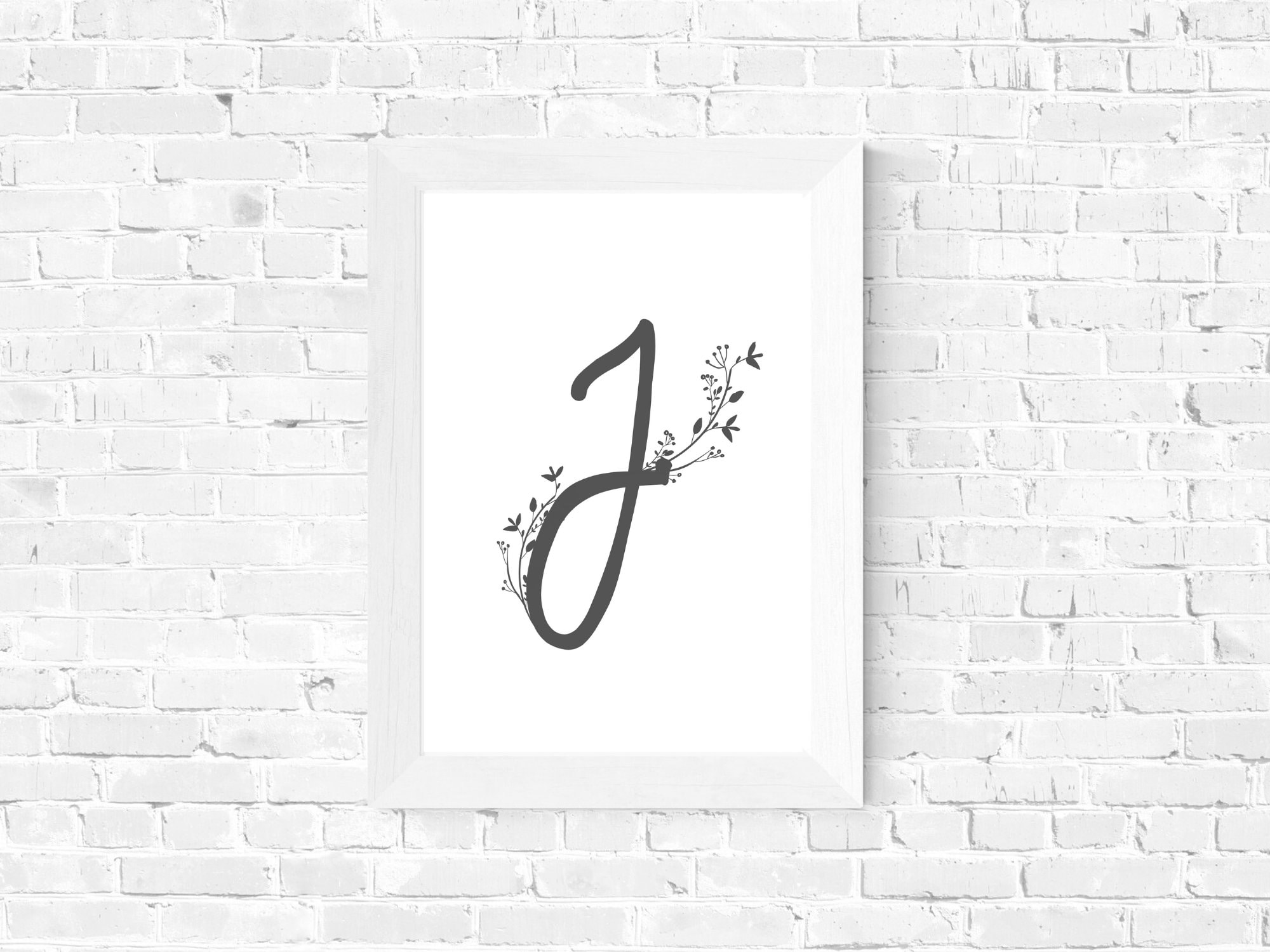 Gray Vine J Initial | Printable Letter | Printable Wall Art | Letter J ...