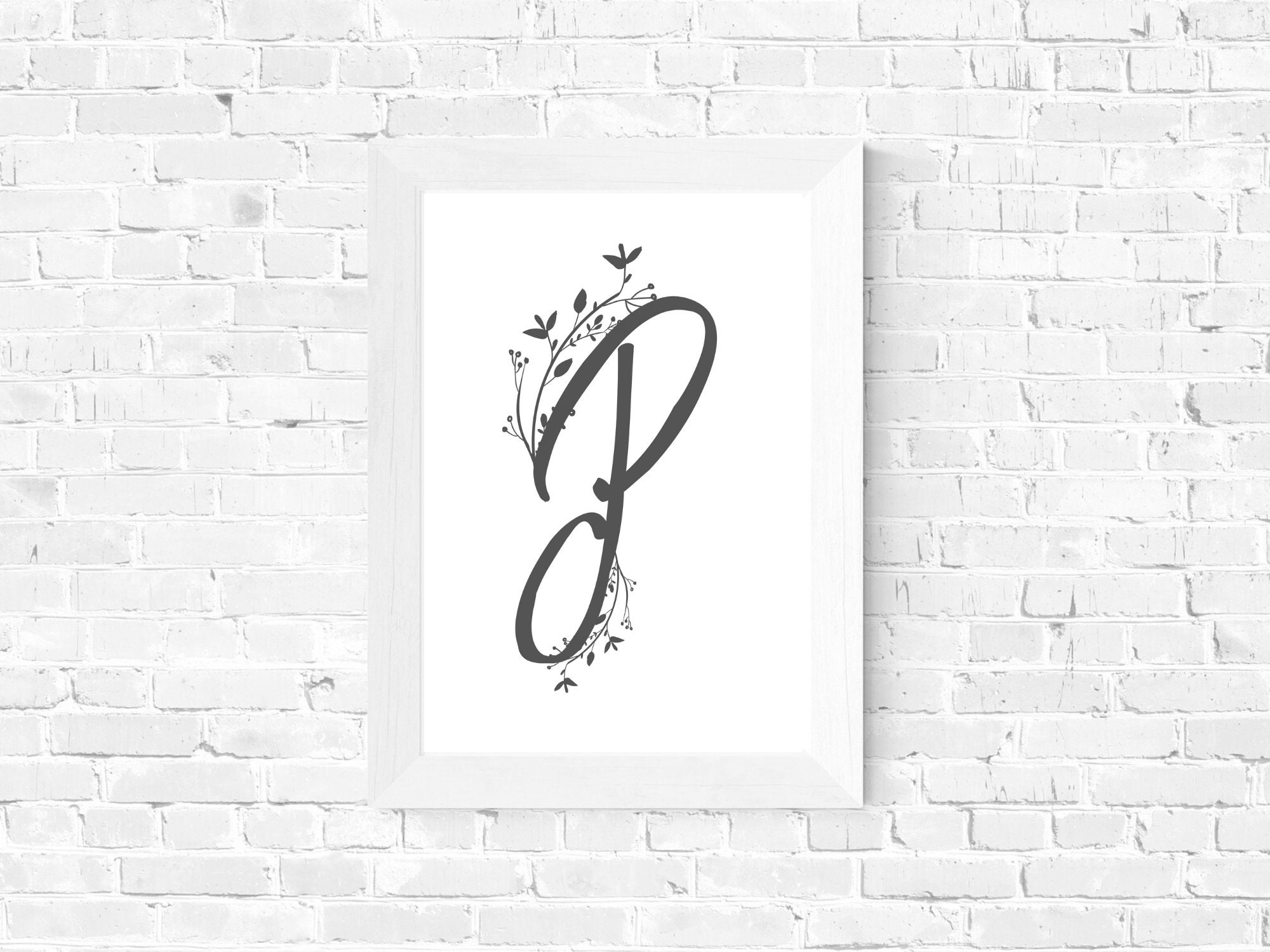 Gray Vine P Initial Printable Letter Printable Wall Art Letter P Home ...