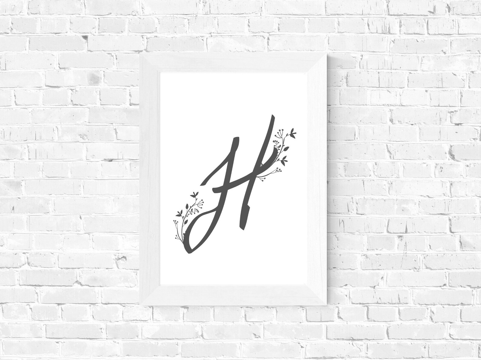 Gray Vine H Initial | Printable Letter | Printable Wall Art | Letter H ...
