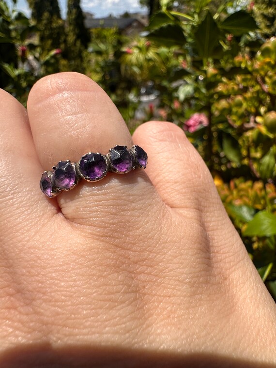 Antique Georgian Purple Paste 9k Gold Half Hoop Ring … - Gem