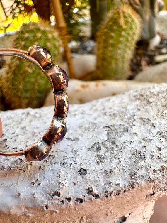 Antique Georgian Purple Paste 9k Gold Half Hoop Ring … - Gem