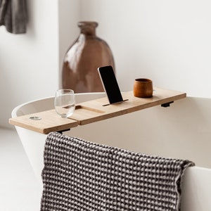 Bath Caddy, Oak Bath Caddy, Wooden Bath Tray, Bathroom Storage ...