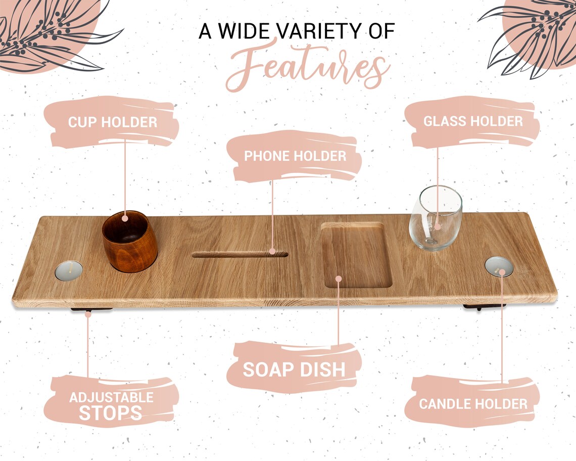 Bathtub Caddy, Bath Tray, Bath Board, Book & Tablet Bath Accessories ...