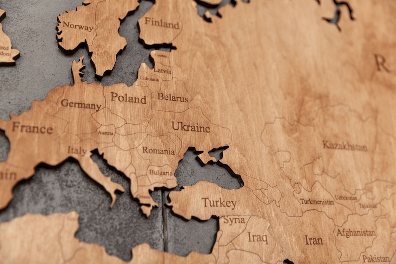 World Travel Map Wooden World Map Wood Map Wall Art Decor - Etsy