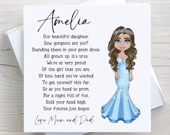 Personalised Prom Card, Prom Card With Poem Verse, Card for School ...