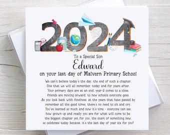 Last Day of Primary School Card, Last Day of Year 6 Card, Leaving ...