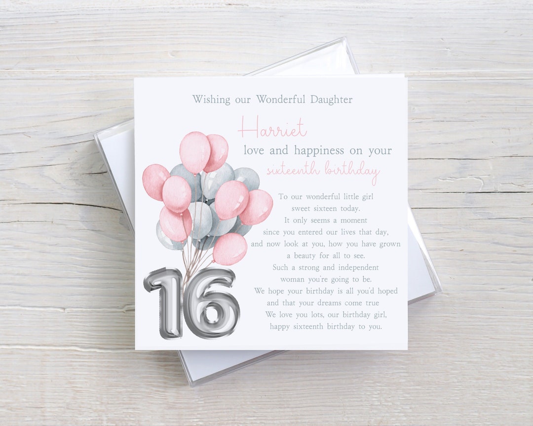 Personalised 16th Birthday Card to Daughter | Daughter 16th Birthday ...