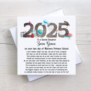 Year 6 Leavers Card, Personalised Last Day of School Primary, Juniors ...