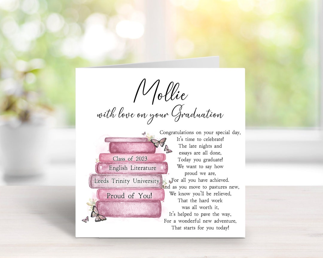 Graduation Card University Graduation Celebration Card Personalised ...