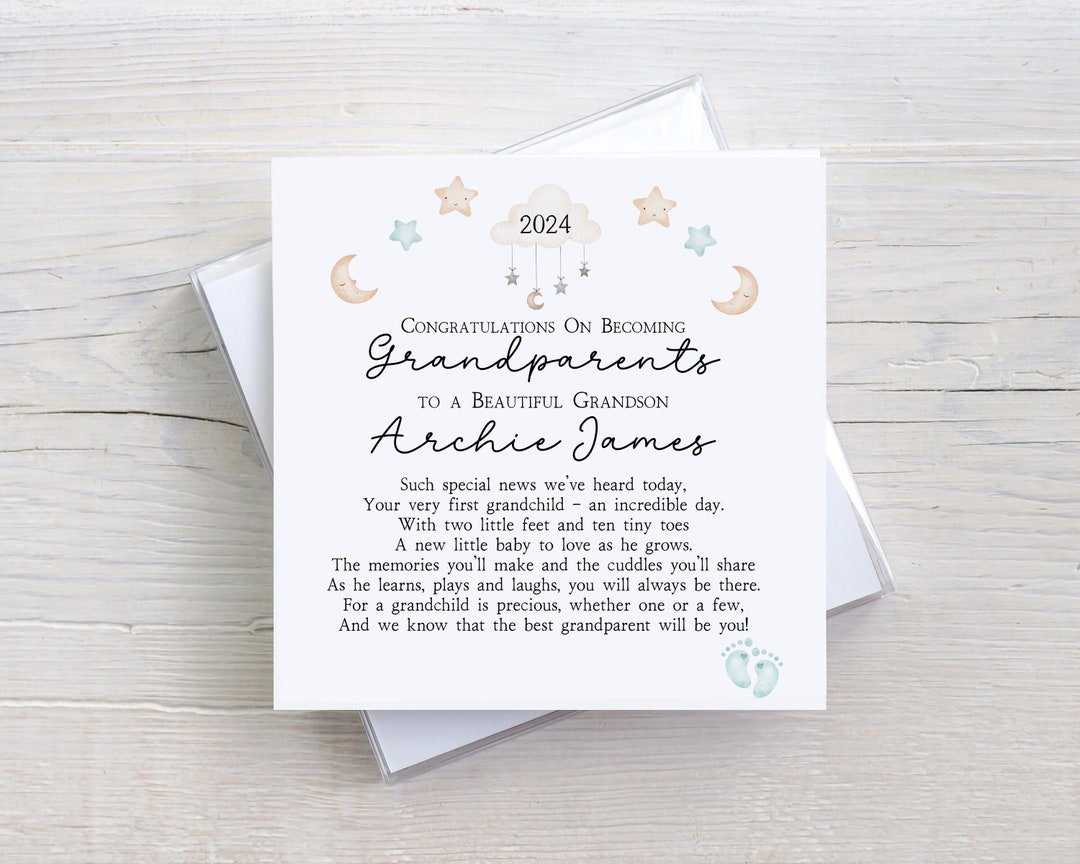 Personalised New Grandparents Card Personalised New Grandson Card ...