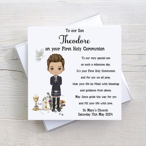 First Holy Communion Card for Boys | Personalised Holy Communion Card ...