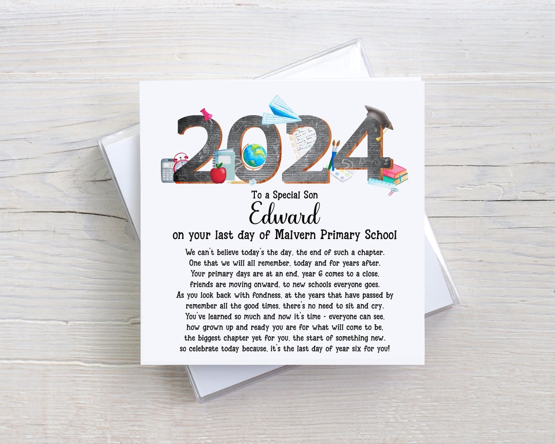 Year 6 Leavers Card | Personalised Last Day of School | End of Primary ...