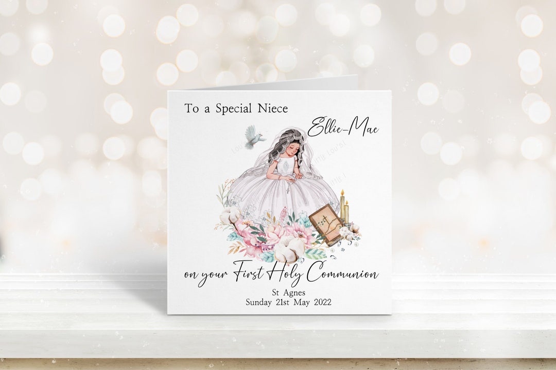 First Holy Communion Card for Girls Personalised Holy Communion Card ...