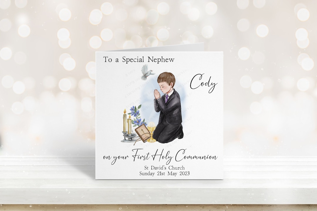 First Holy Communion Card for Boys Personalised Holy Communion Card for ...