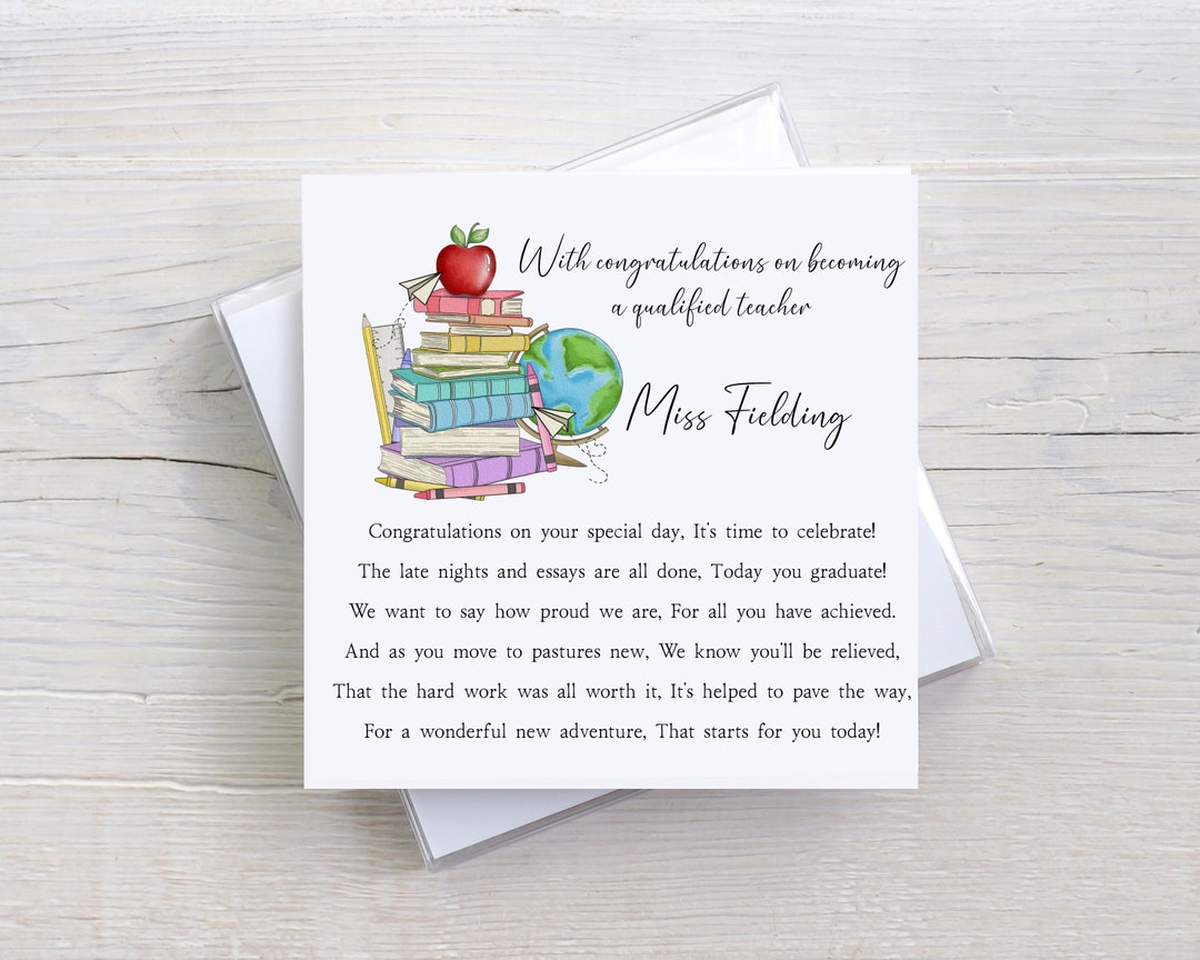 Teacher Graduation Card | Personalised Student Teacher Card | Teacher ...