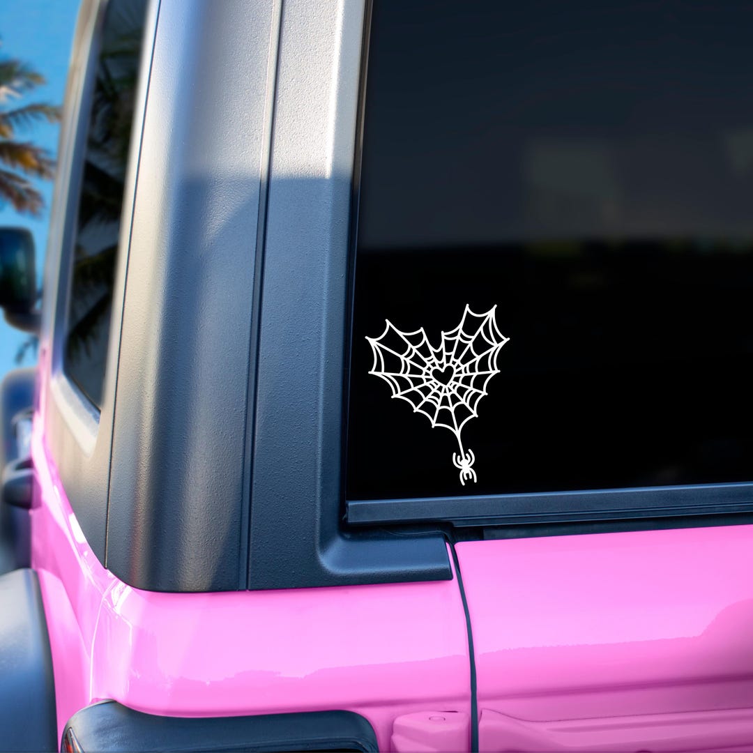Spiderweb Heart Decal, Gothic Car Accessories, Spooky Car Accessories ...