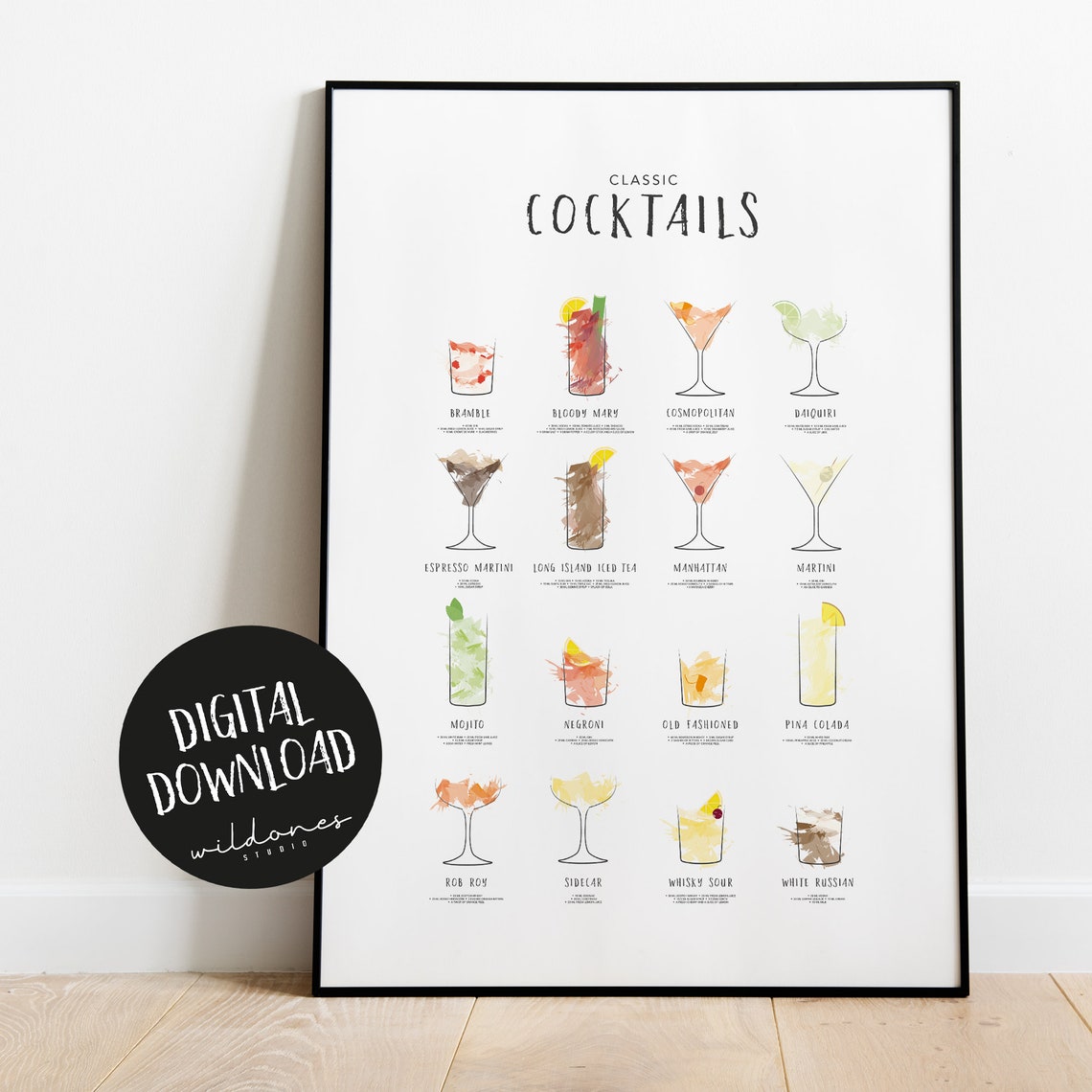 Cocktail Poster Bar Poster Cocktail Print Digital - Etsy