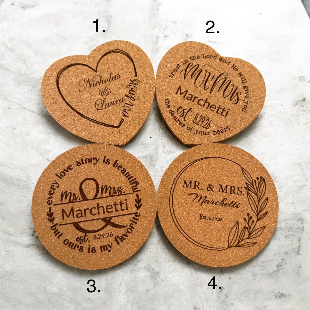 Personalized Wedding Cork Coasters || Choose From Four Options! Toole ...