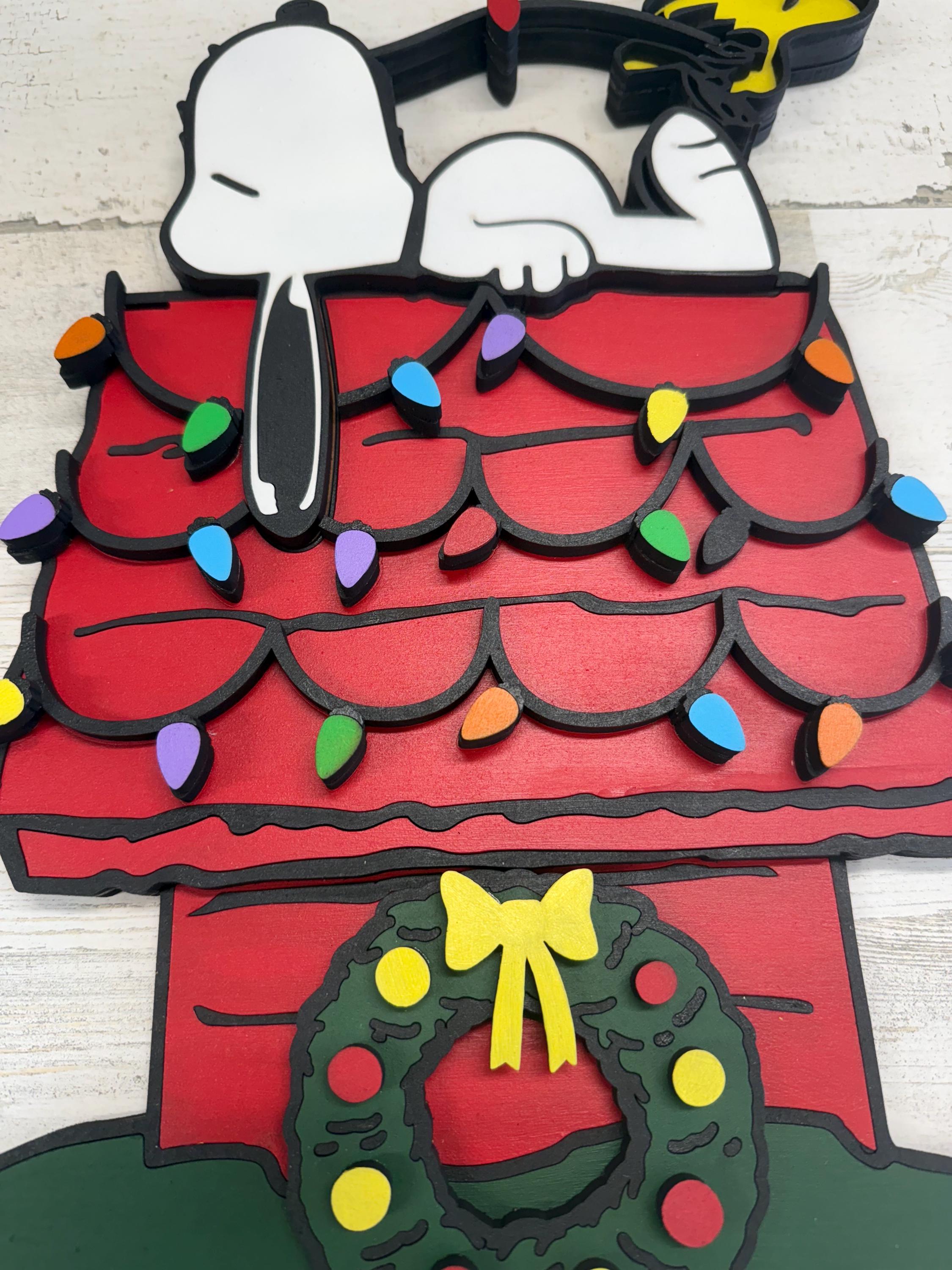 Hand Painted Snoopy and Woodstock Christmas 3D Door Hanger Sign - Etsy