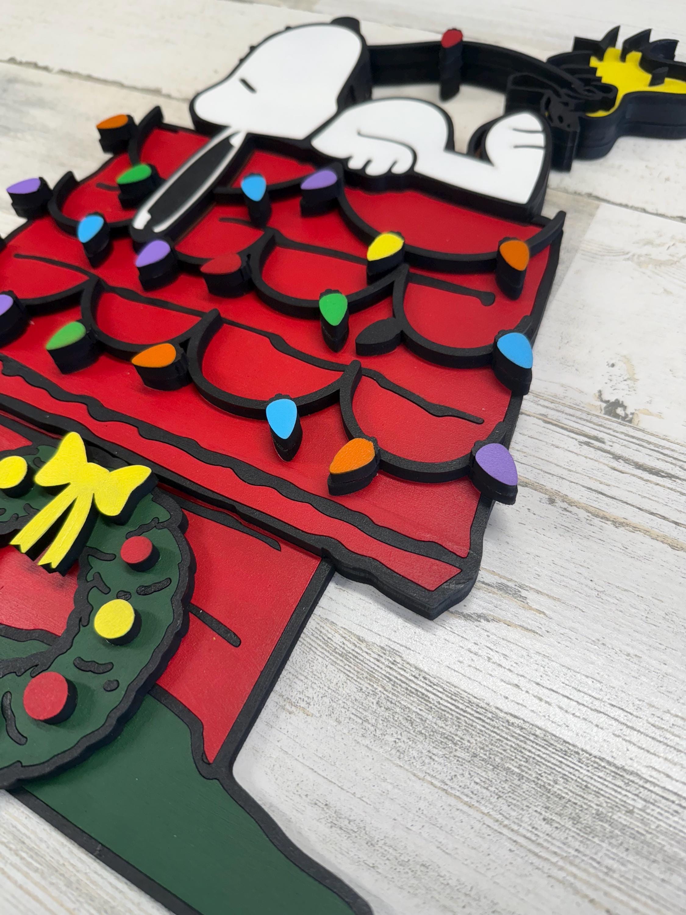 Hand Painted Snoopy and Woodstock Christmas 3D Door Hanger Sign - Etsy
