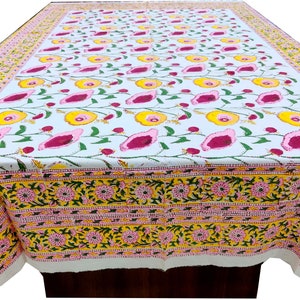 Block Print Table Cover,table Cloths, Dinning Table Cover,floral Design ...