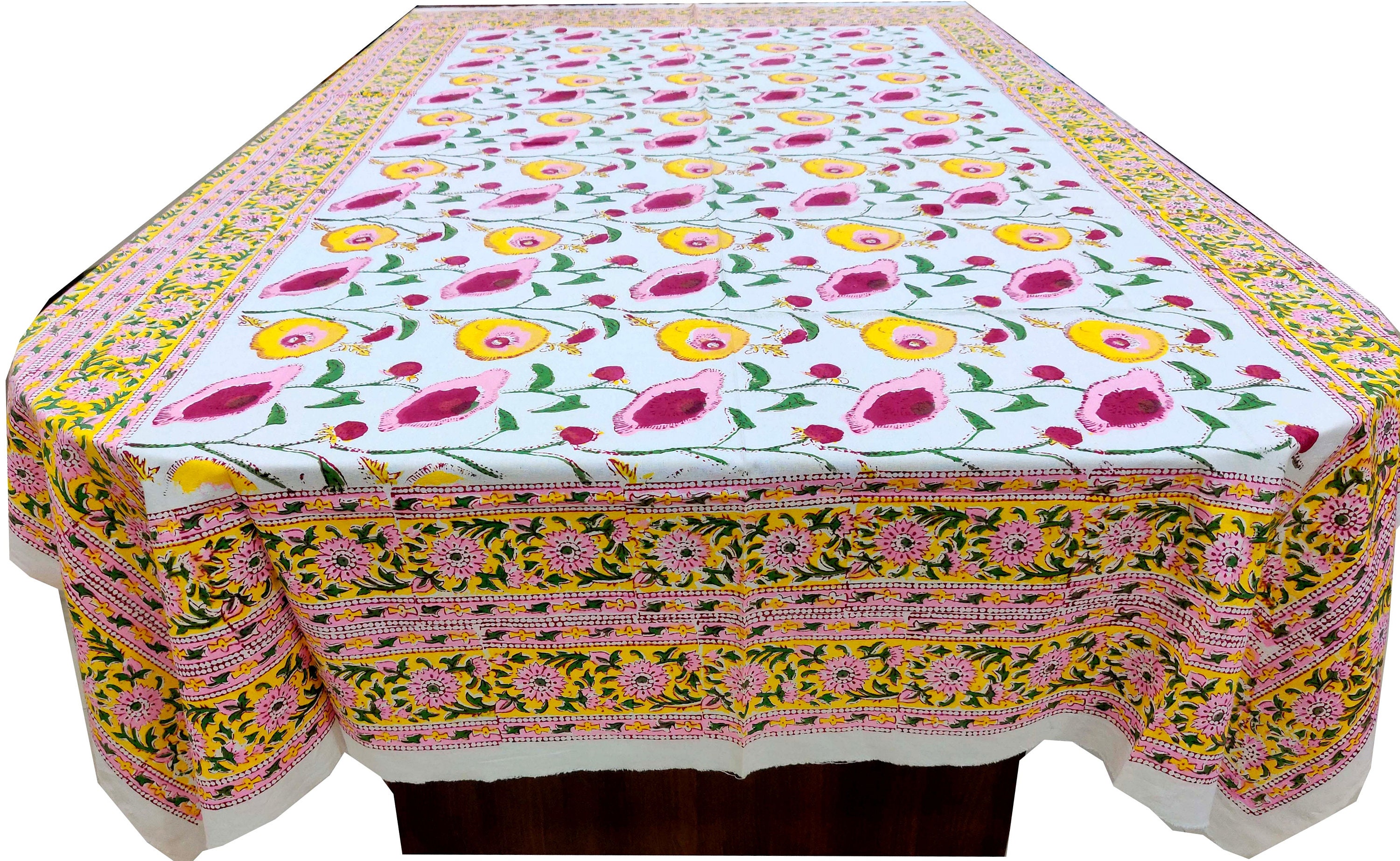 Block Print Table Cover,table Cloths, Dinning Table Cover,floral Design ...