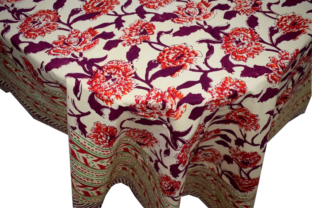 Floral Design Table Cover, Table Cloths, Dinning Table Cover, Block ...