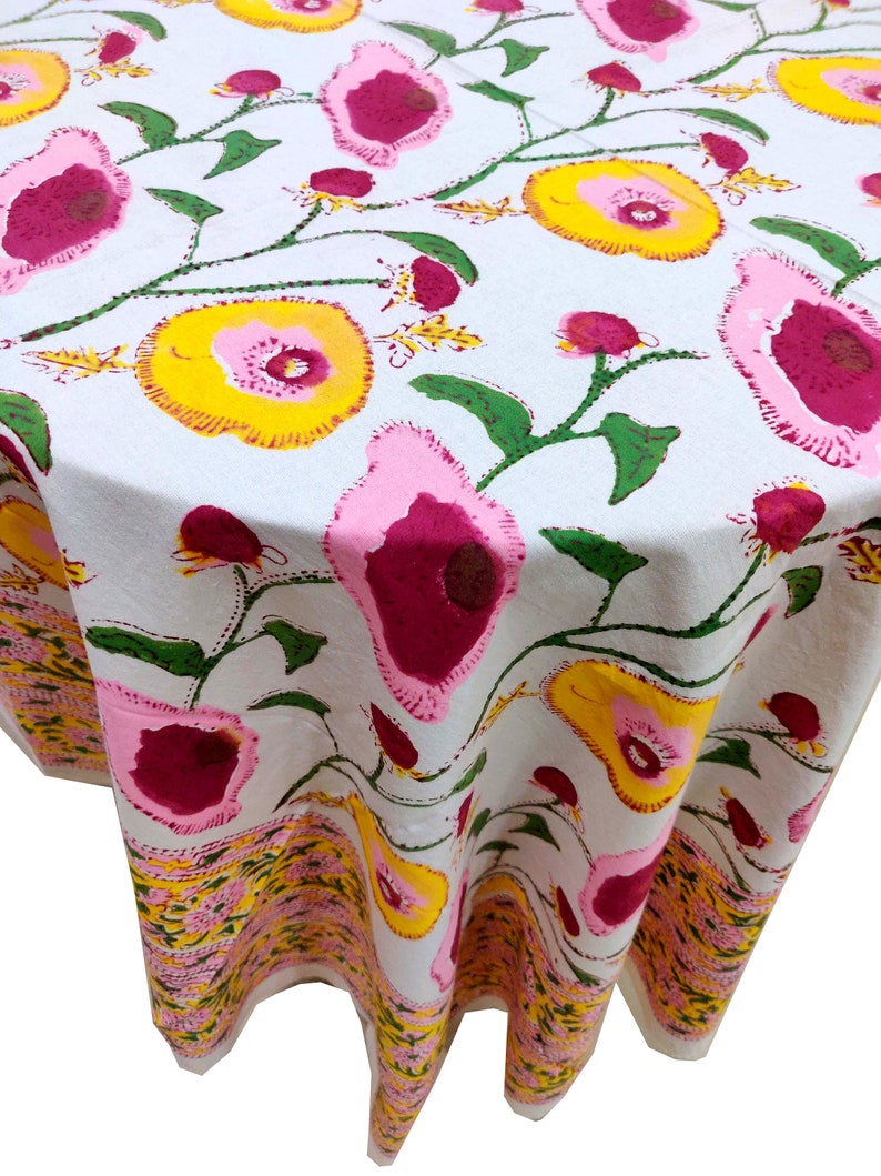 Block Print Table Cover,table Cloths, Dinning Table Cover,floral Design ...