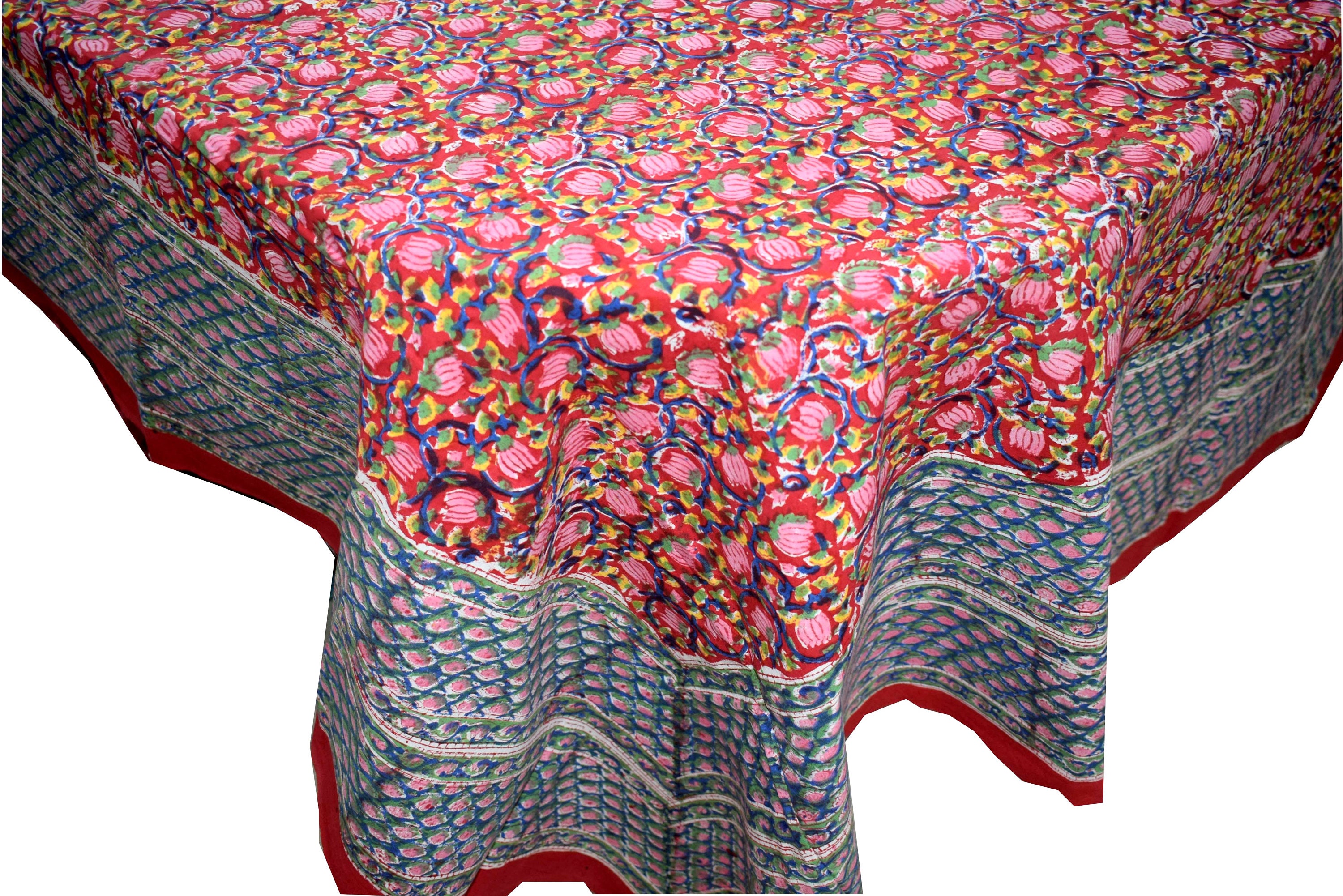 Floral Design Table Cover, Table Cloths, Dinning Table Cover, Block ...
