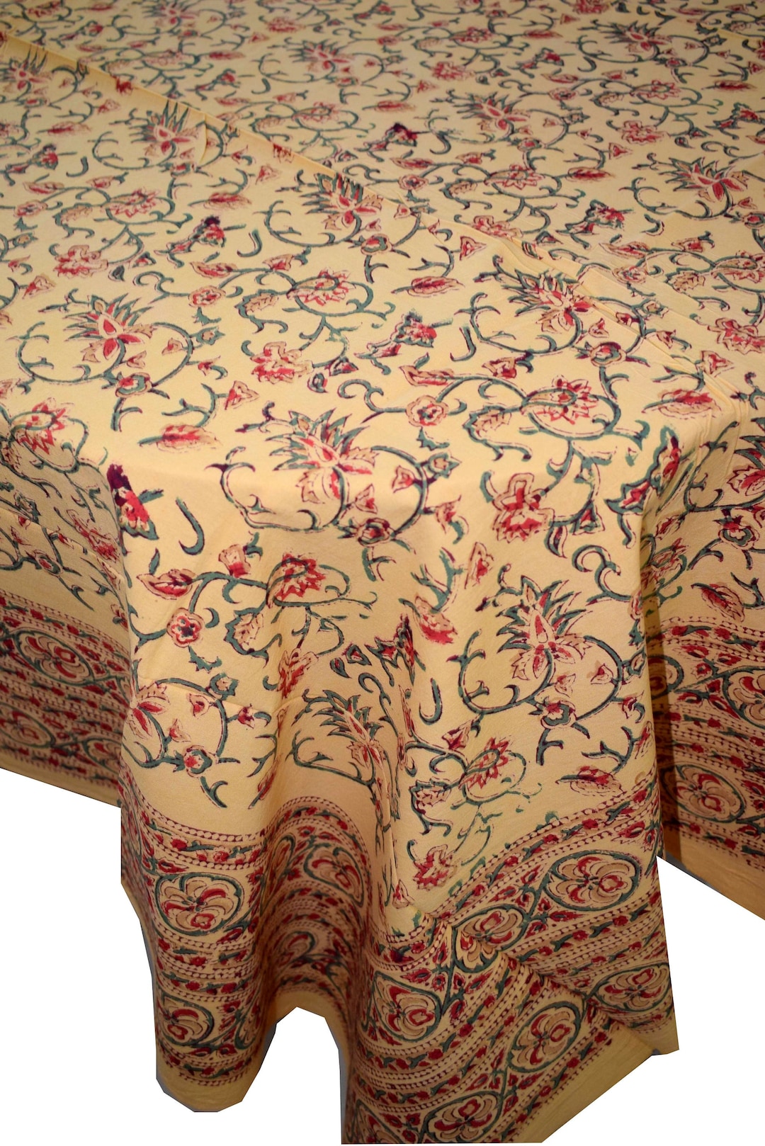 Floral Design Table Cover, Table Cloths, Dinning Table Cover, Block ...