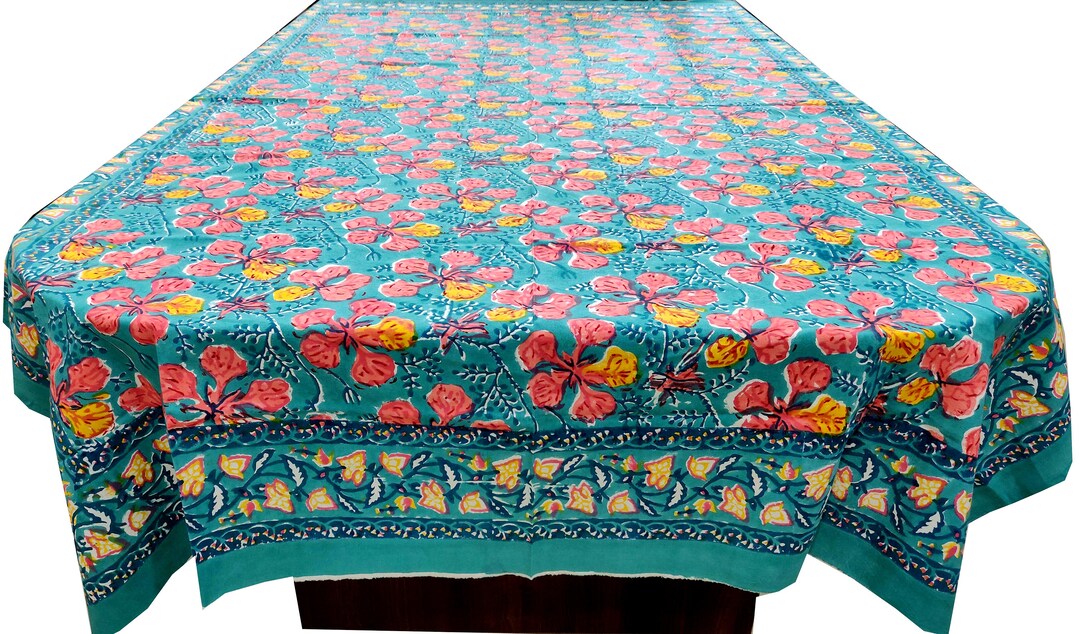 Block Print Table Cover,table Cloths, Dinning Table Cover,floral Design ...