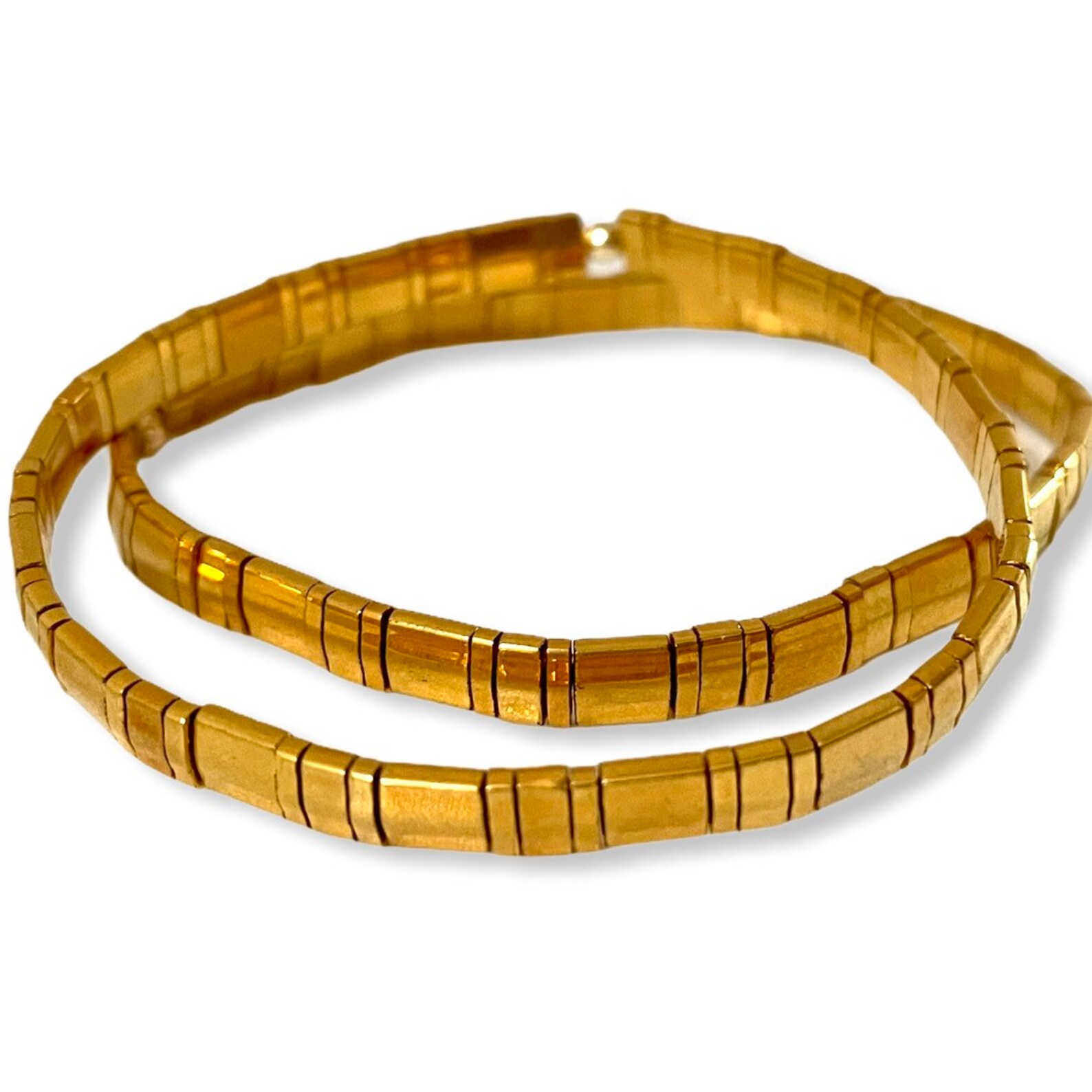 24KT Gold Plated Tila Bead Bracelet Gold Tile Bead Bracelet - Etsy