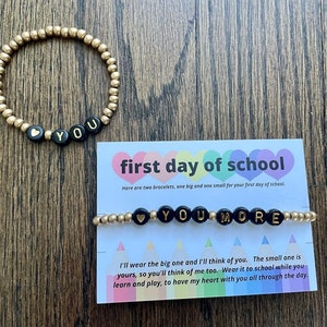 First Day of School Bracelets, Mommy and Me Bracelets, Love You More ...