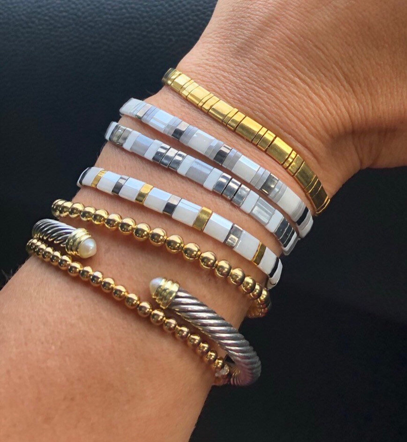 24KT Gold Plated Tila Bead Bracelet Gold Tile Bead Bracelet - Etsy