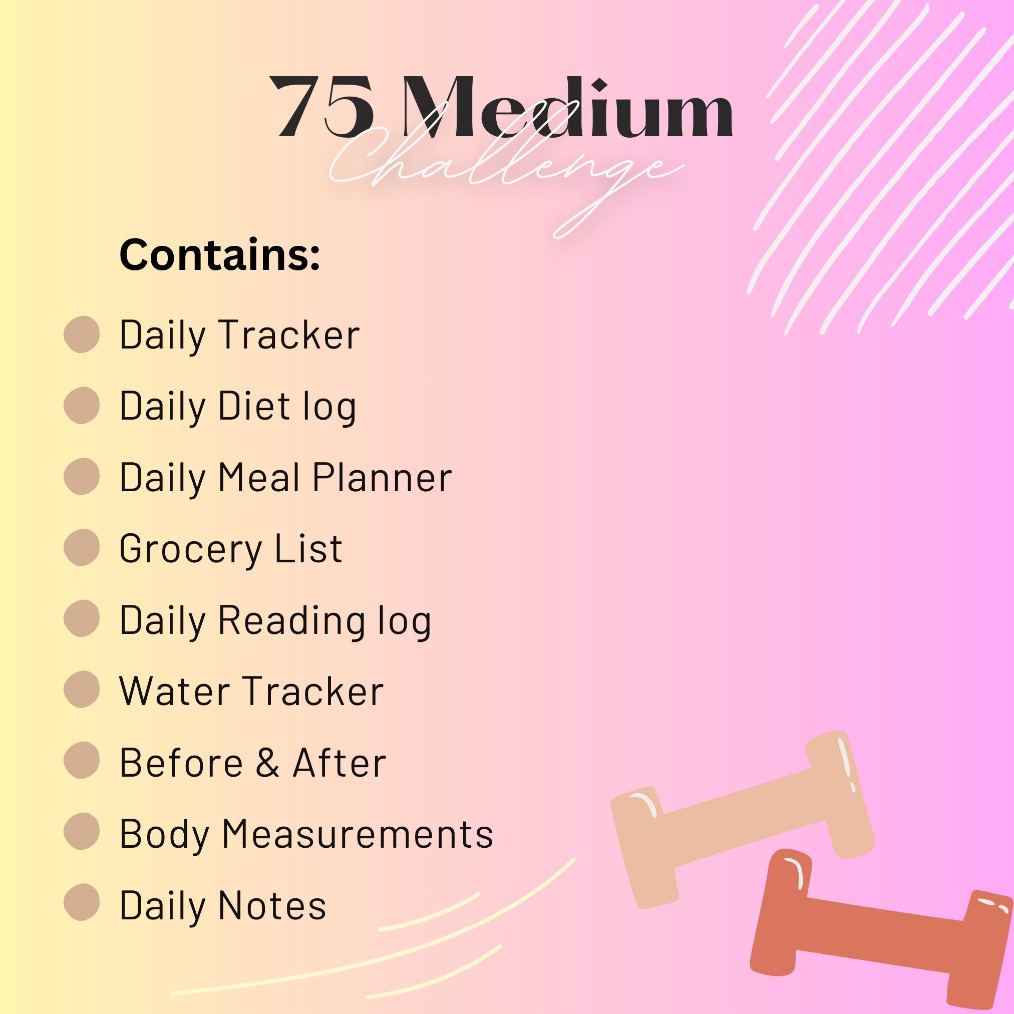 75 Medium Challenge, 75 Soft Challenge Tracker, Daily Habits, Habit ...