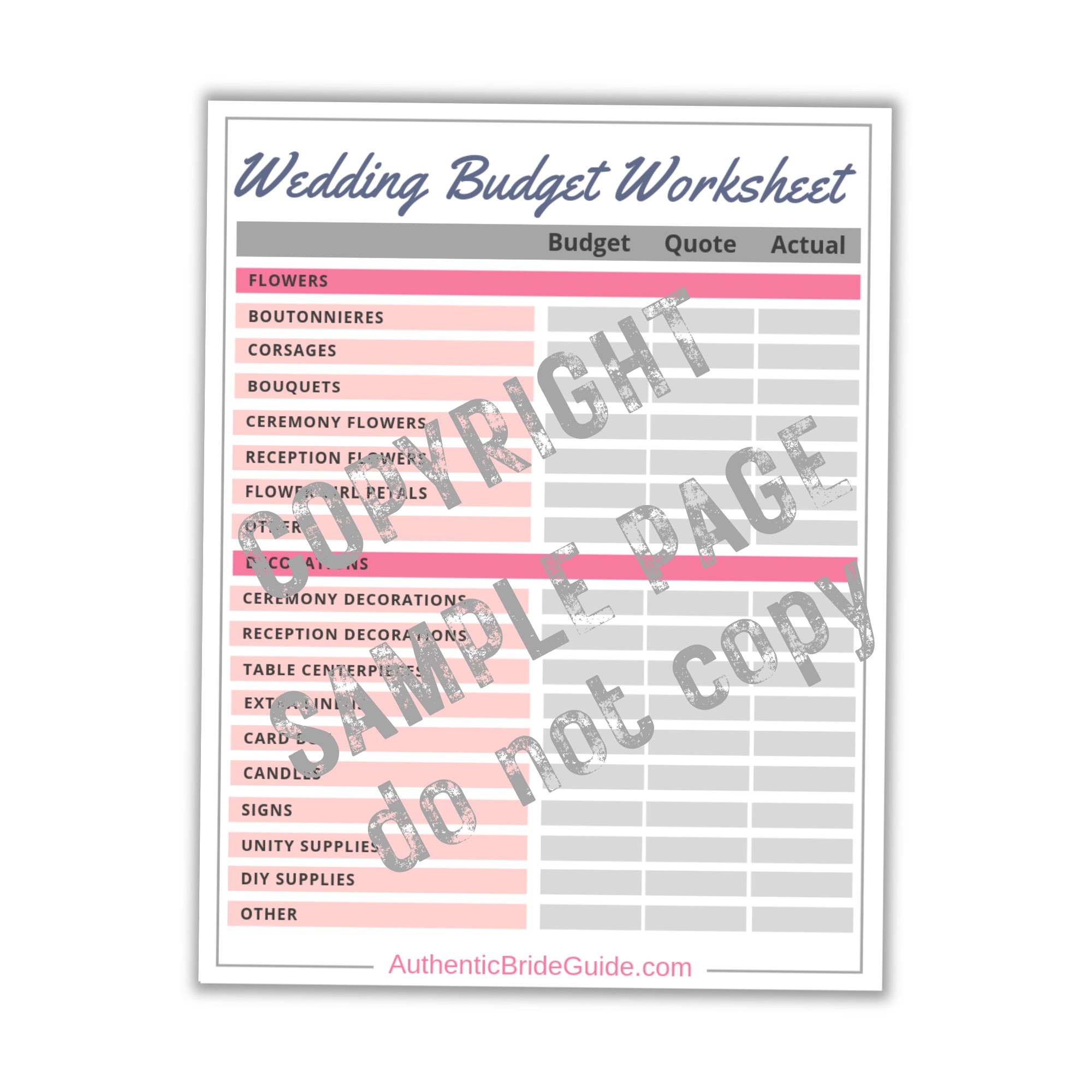 Wedding Budget Worksheets - Printable Wedding Planner Template - Etsy