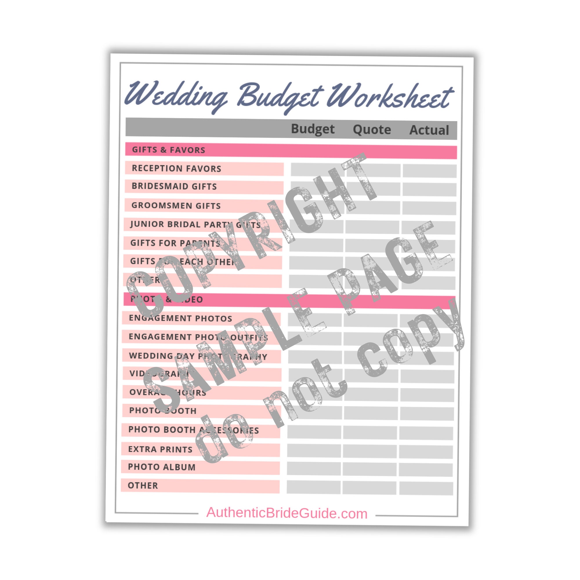 Wedding Budget Worksheets - Printable Wedding Planner Template - Etsy